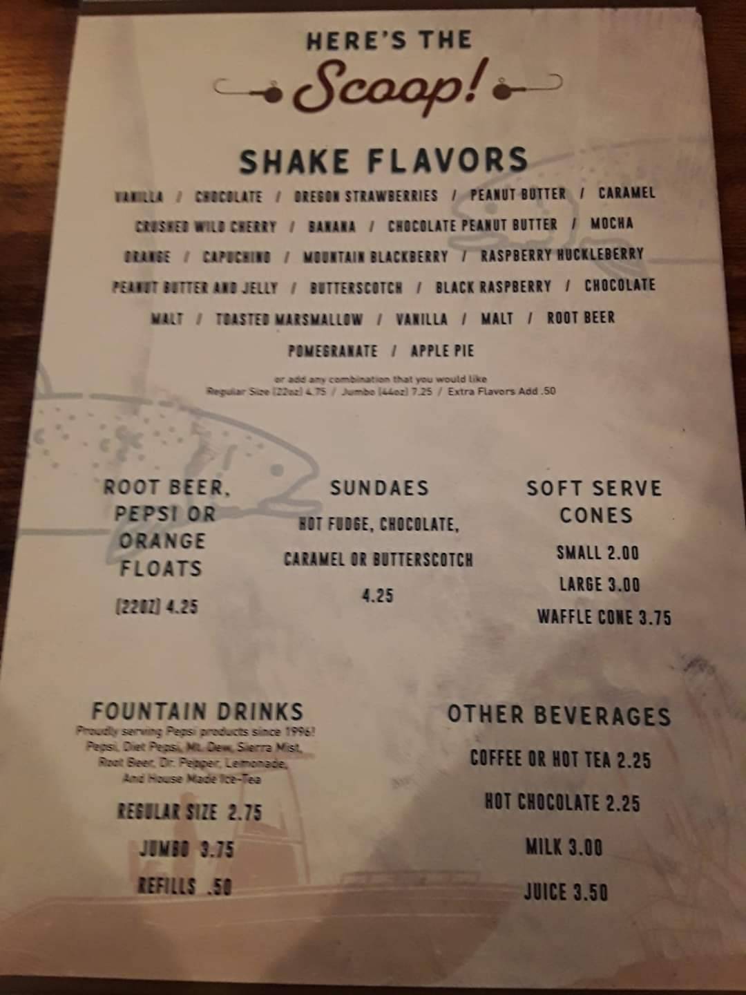 Menu at Gravy Dave's cafe, Union