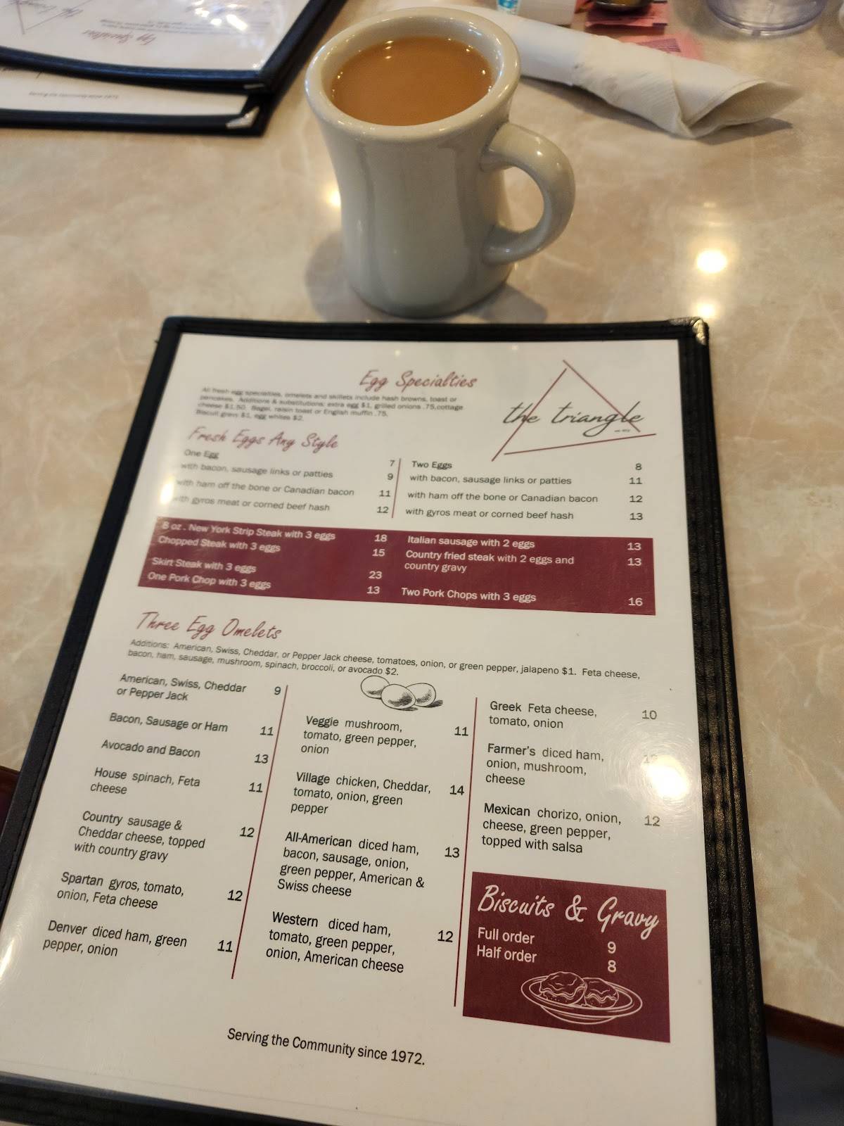 Menu at Triangle Restaurant, Grayslake