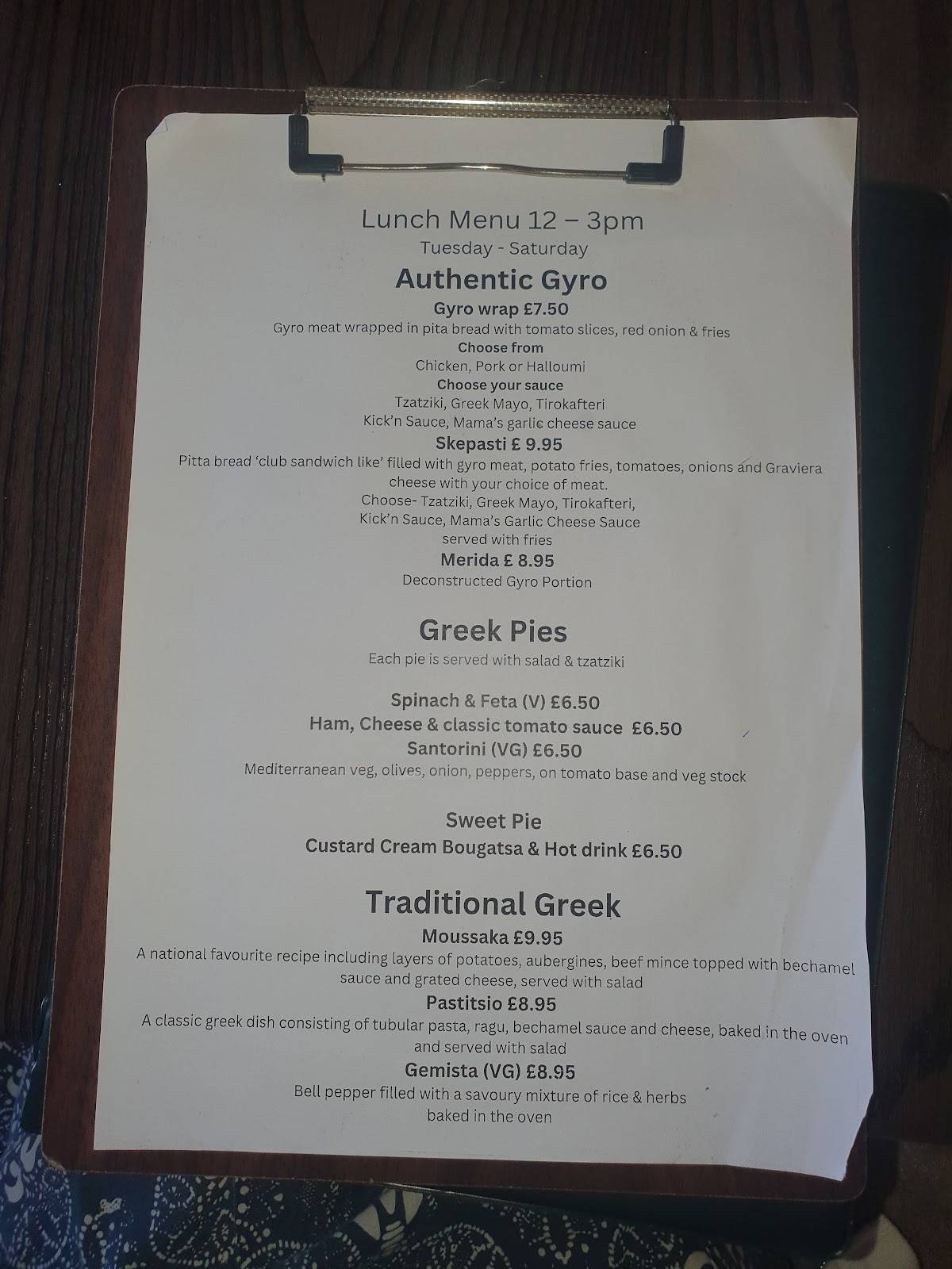Menu at Greek Theory Restaurant, Falkirk