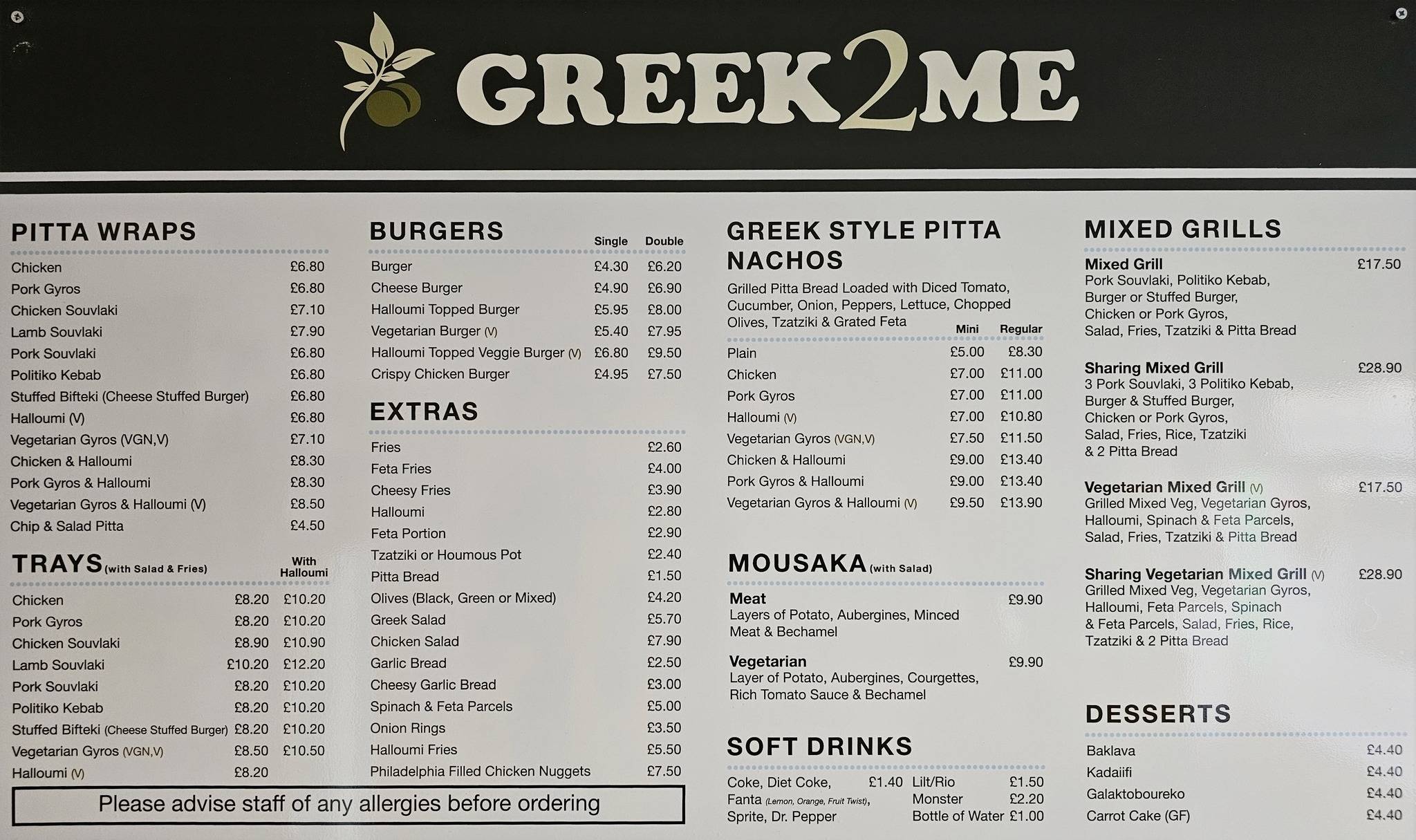 Menu at Greek2me takeaway Nettleham restaurant, Lincoln