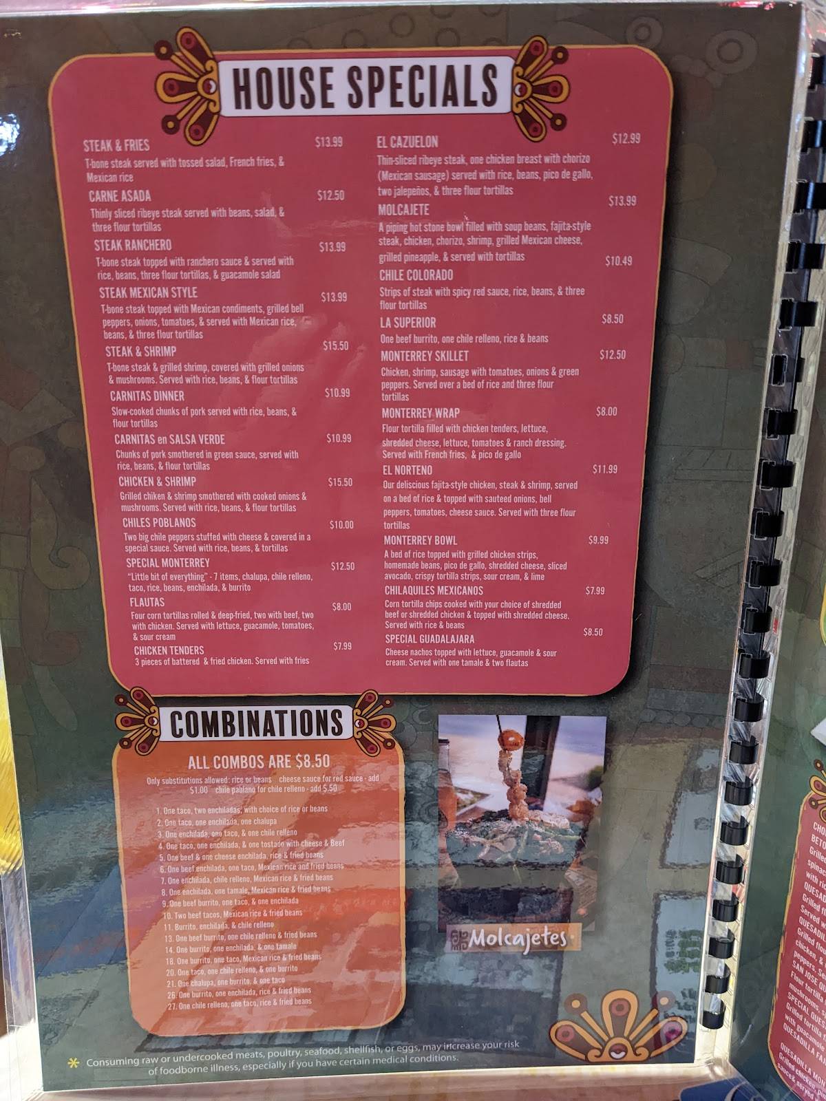 Menu at Monterrey Mexican Restaurant, Greeneville, Tusculum Blvd