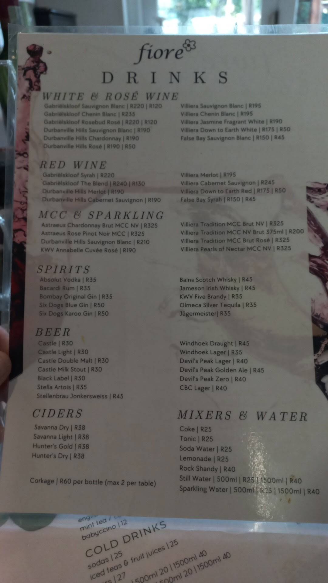 Menu at Fiore Greyton Restaurant and Garden Centre, Greyton
