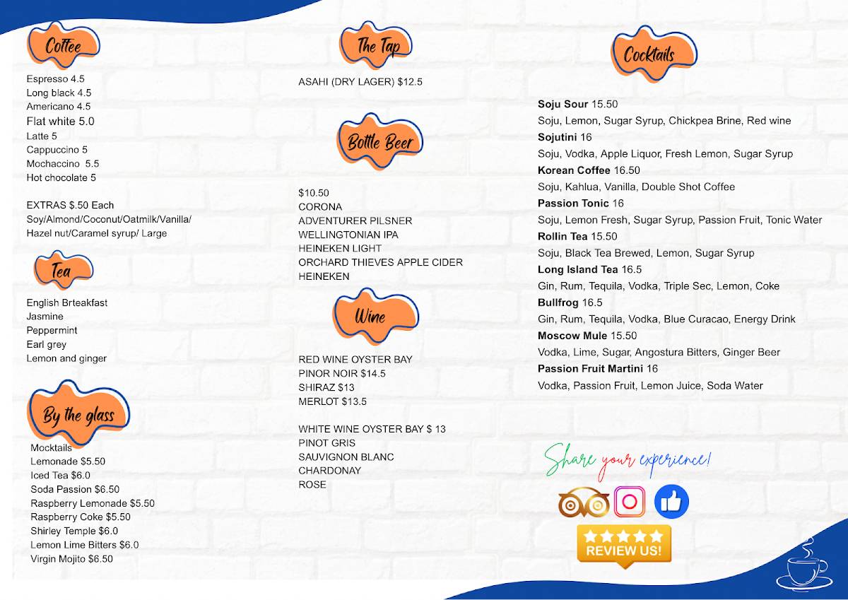 Menu at Grill N Roll restaurant, Rotorua