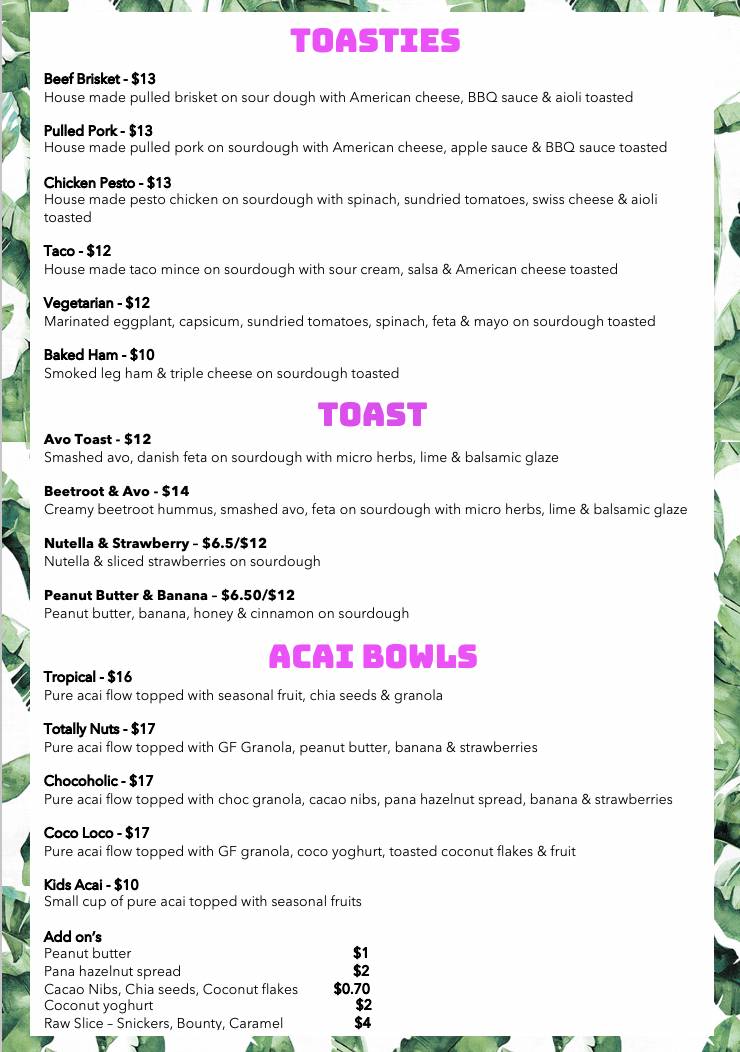 Menu at Grind & Graze Co. cafe, Woodford