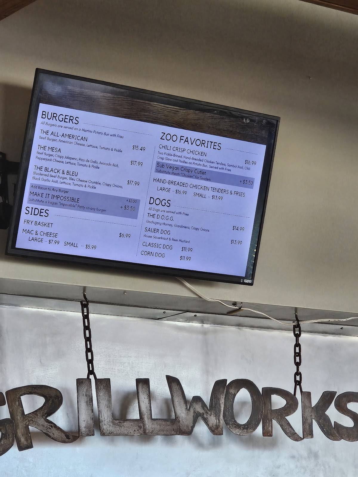 Menu at Grizzly Grill pub & bar, Colorado Springs, Cheyenne Mountain Zoo Rd