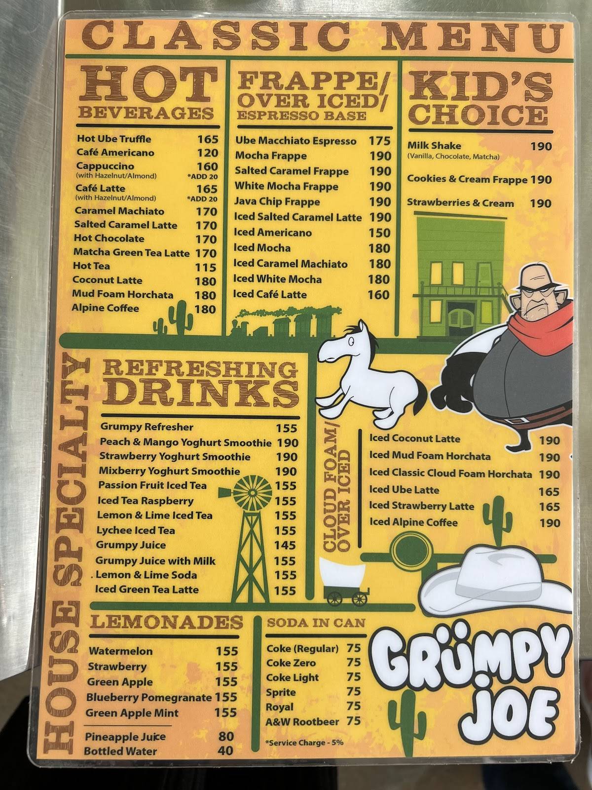 Menu at Grumpy Joe restaurant, Baguio, 15 Gibraltar Rd