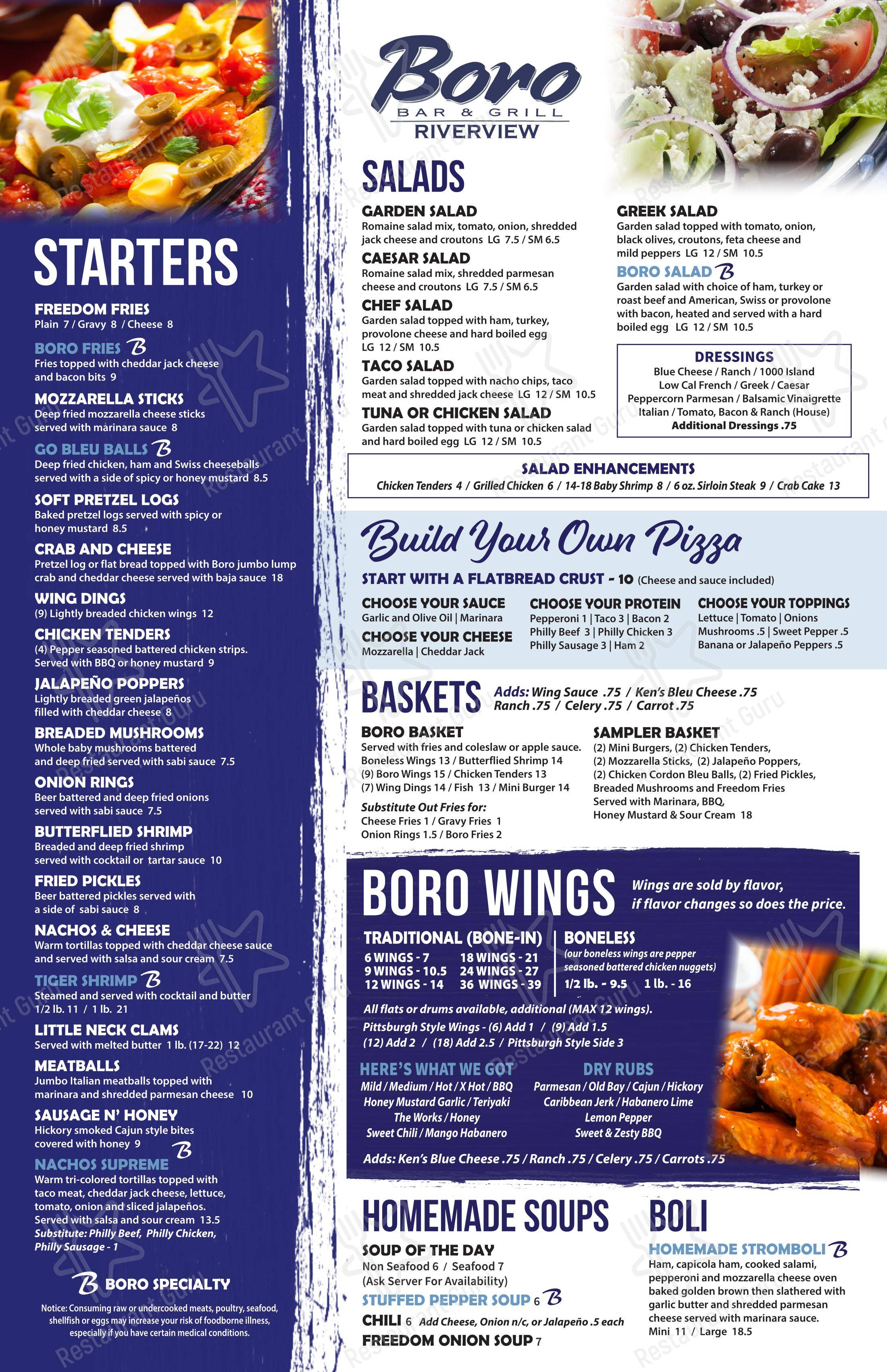 Menu at G's Boro Bar & Grill - Hummelstown, Hummelstown, 401 E Main St