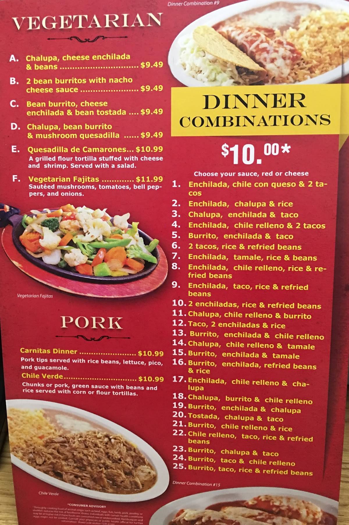 Menu at Guadalajara Mexican Restaurant, Ankeny