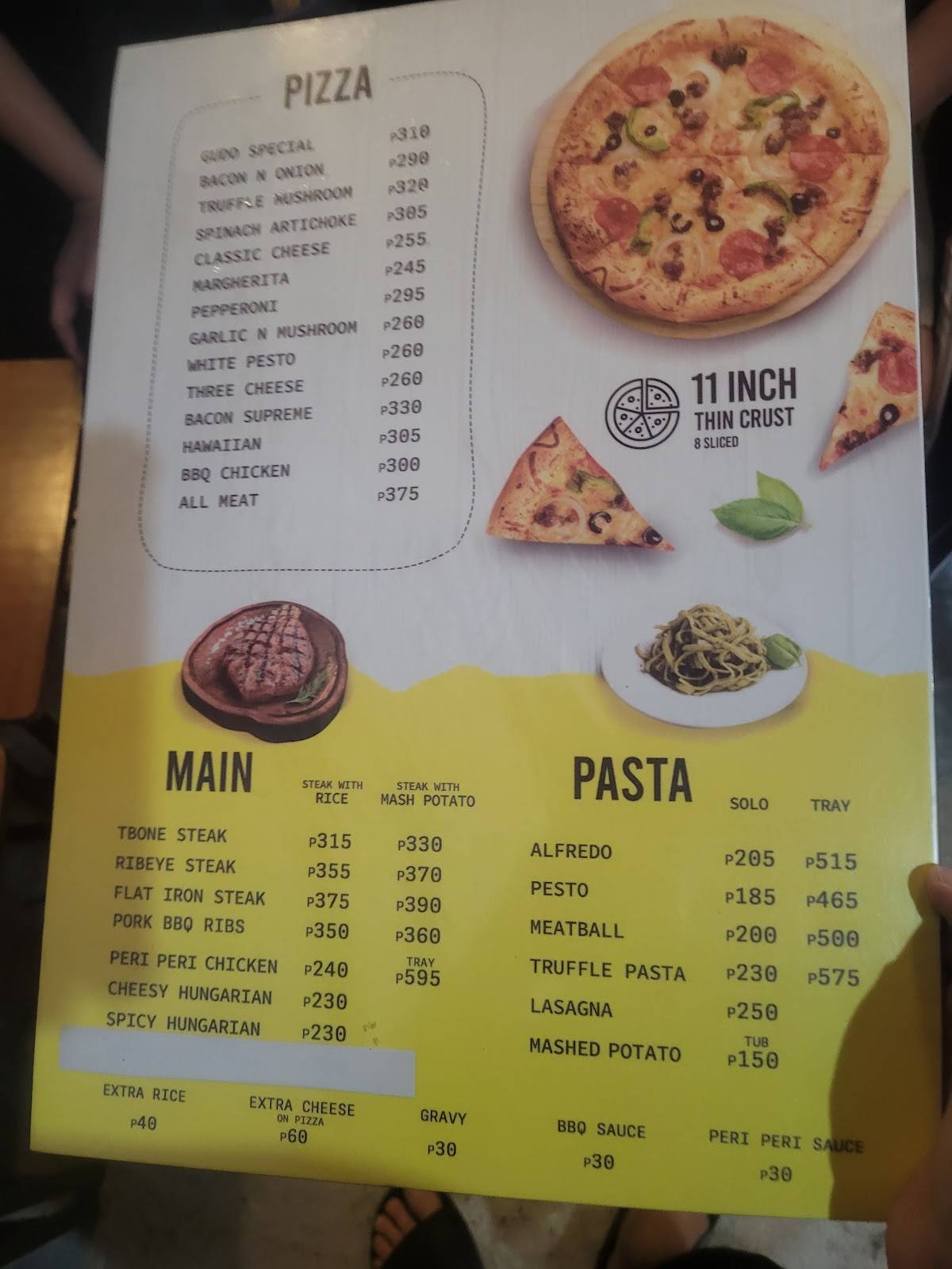 Menu at Gudo pizza pasta steak periperi restaurant, Quezon City, 129 ...