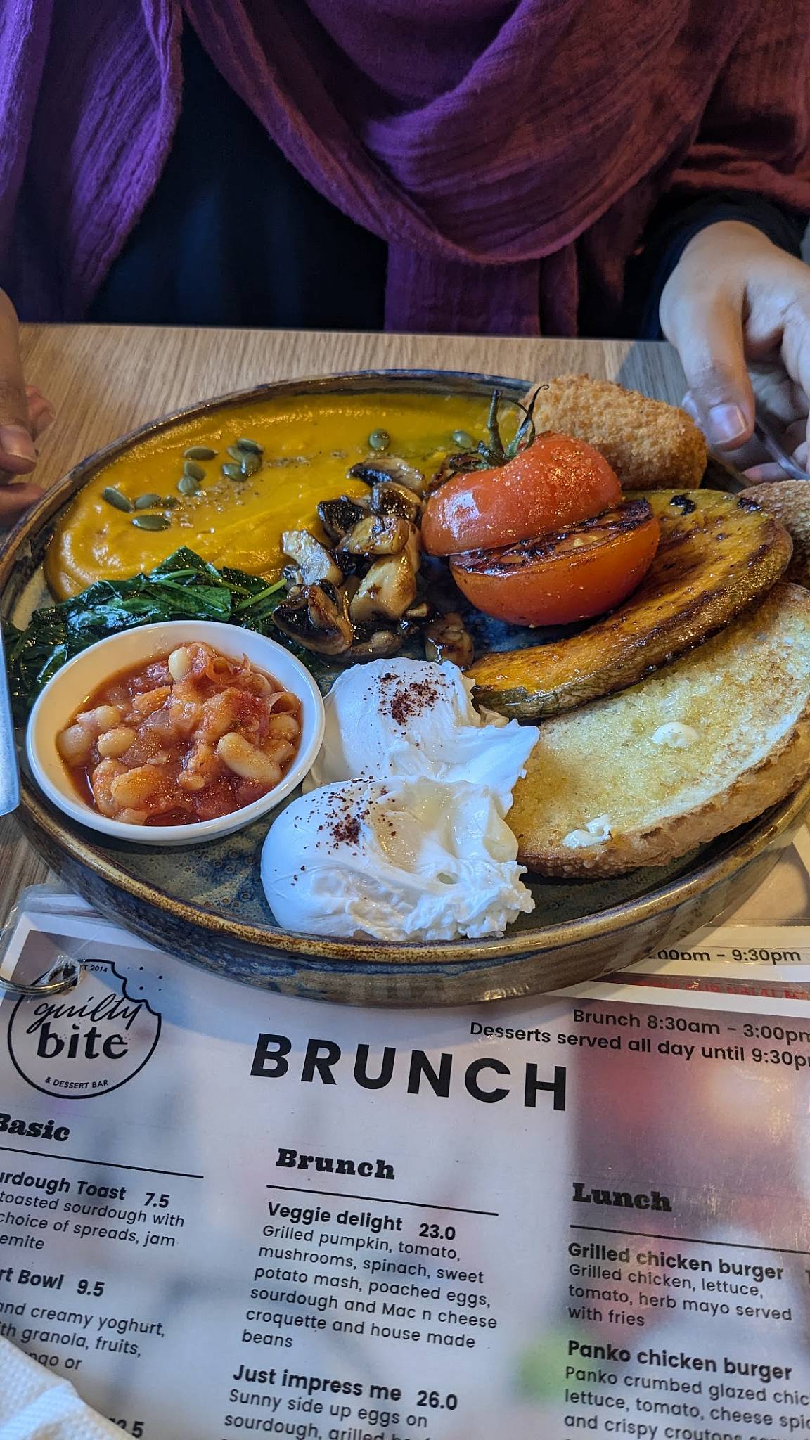 Menu at Guilty Bite cafe, Craigieburn