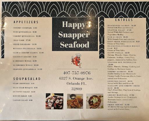 Menu at HAPPY SNAPPER SEAFOOD RESTAURANT, Orlando