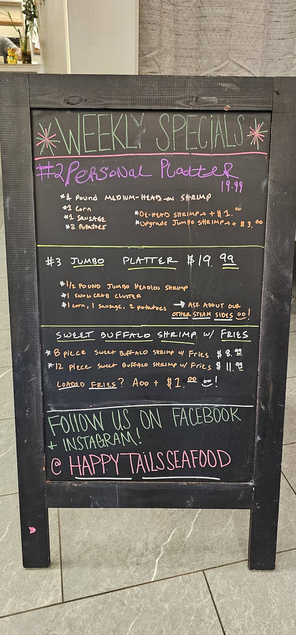 Menu at HAPPY TAILS SEAFOOD restaurant, Mobile
