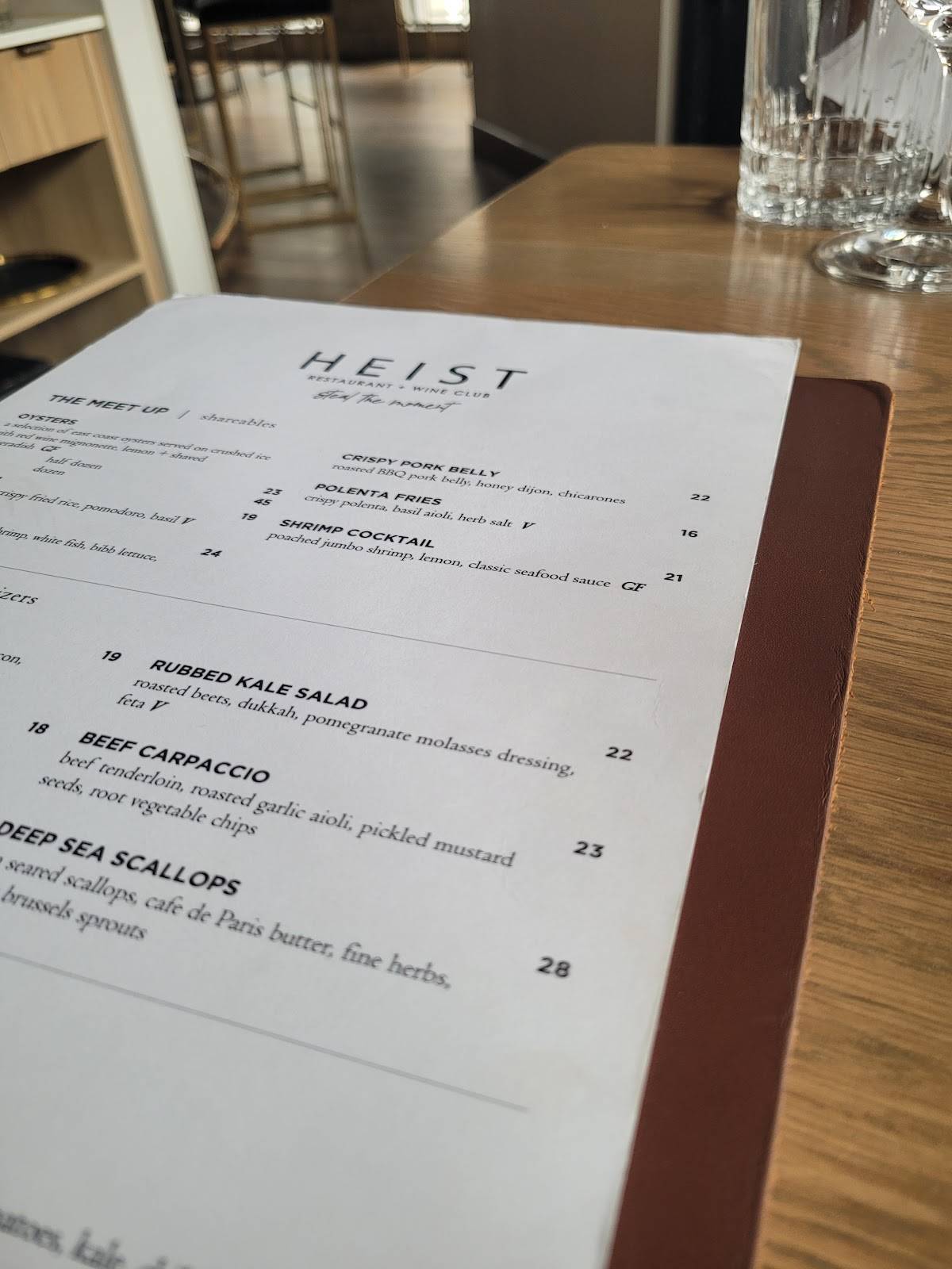 Menu at HEIST Restaurant + Wine Club, Kingston