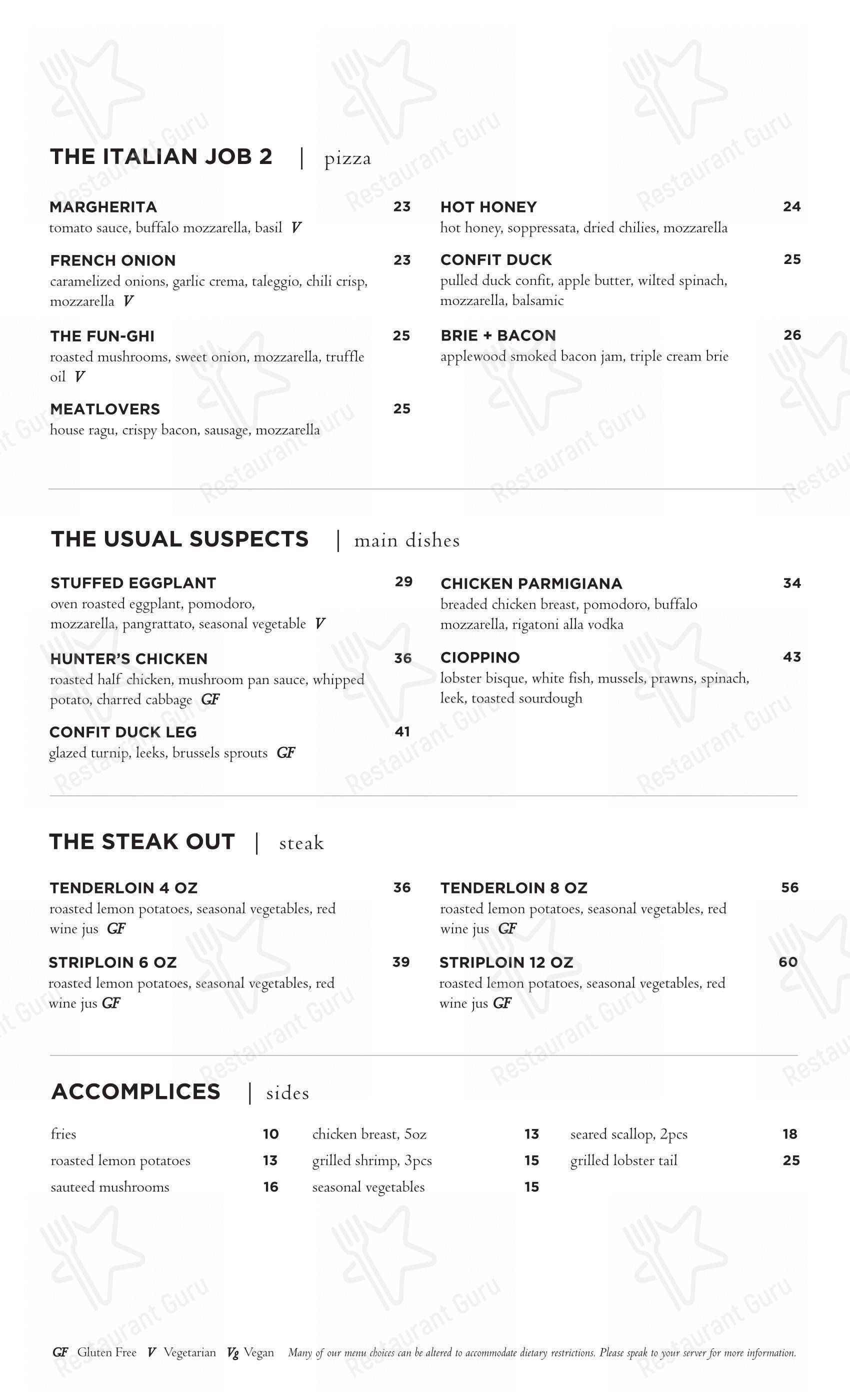 Menu at HEIST Restaurant + Wine Club, Kingston