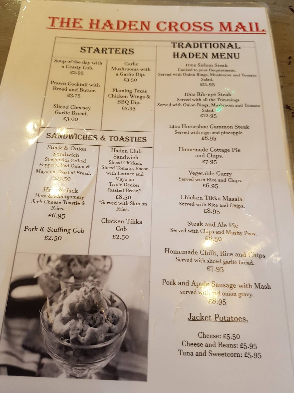 Menu at Haden Cross pub & bar, Cradley Heath