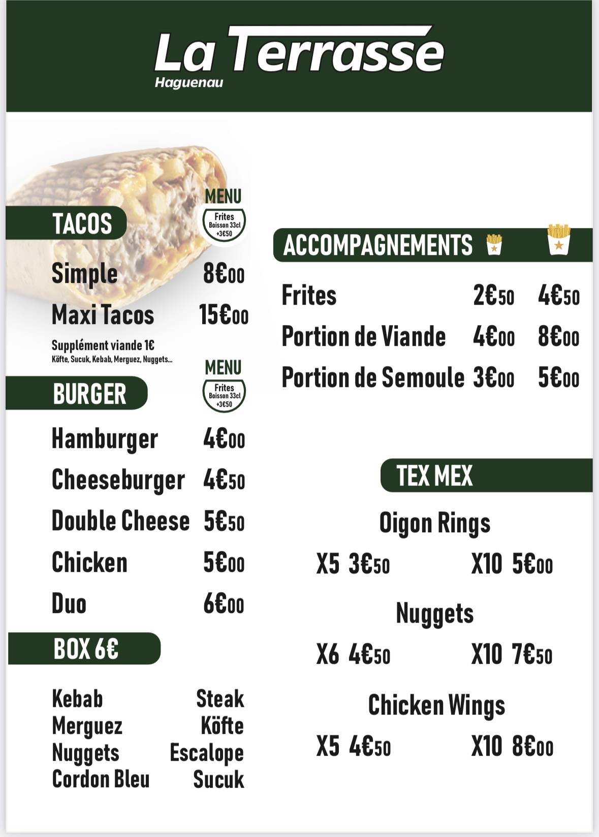 Menu au La Terrasse restaurant, Haguenau