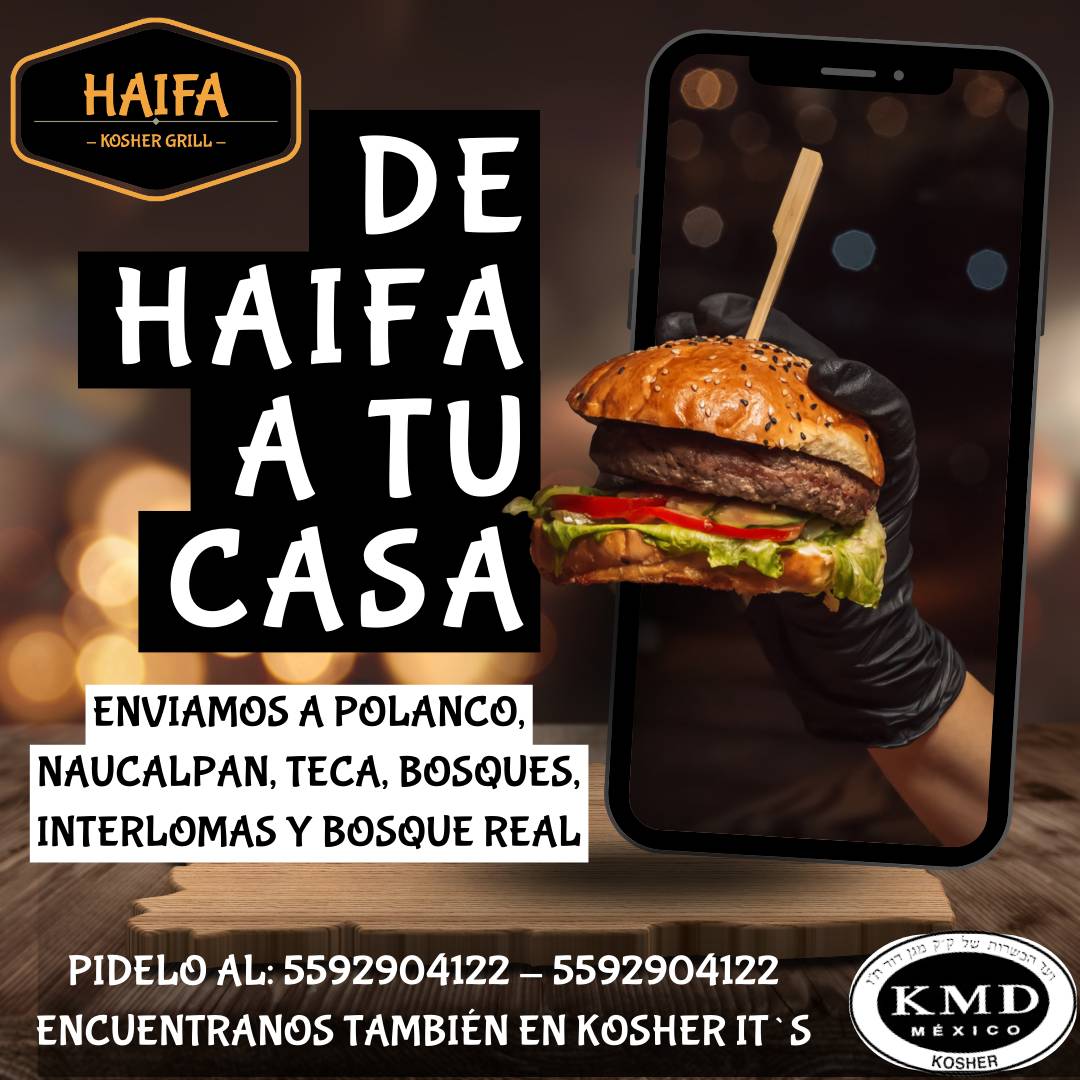 Carta del restaurante Haifa Kosher Grill, Ciudad del México