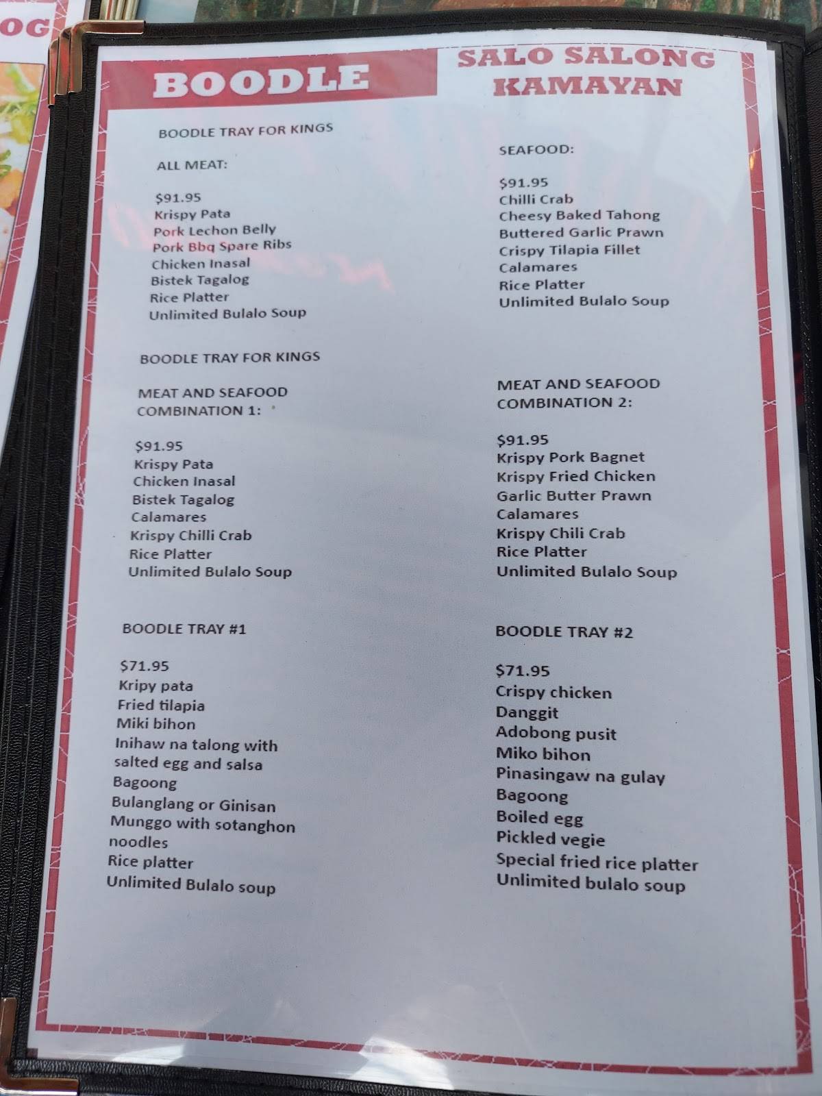 Menu at Ready Eddies Cafe, Cockburn Central