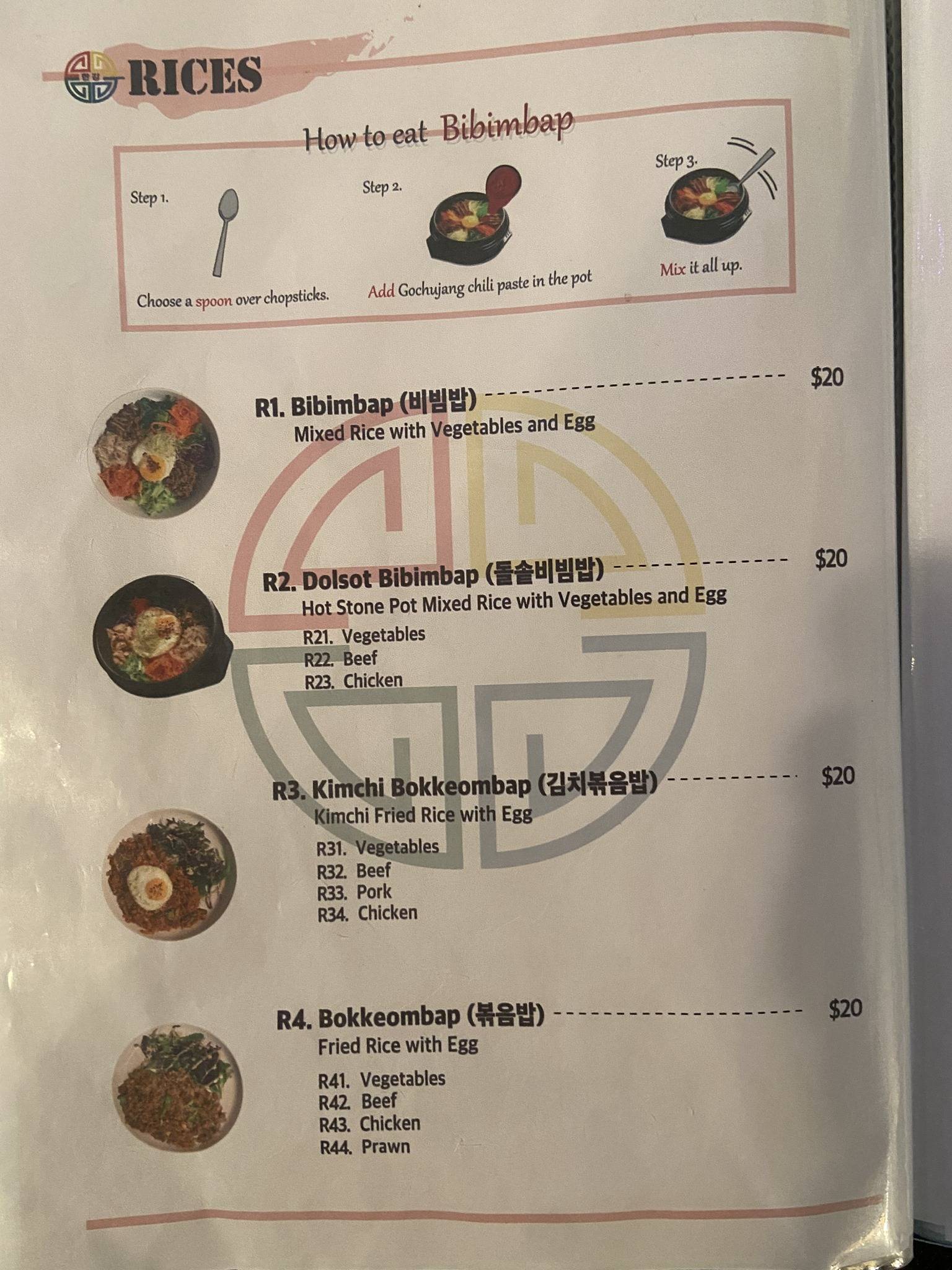 Menu at Han River Korean Restaurant, Lower Hutt