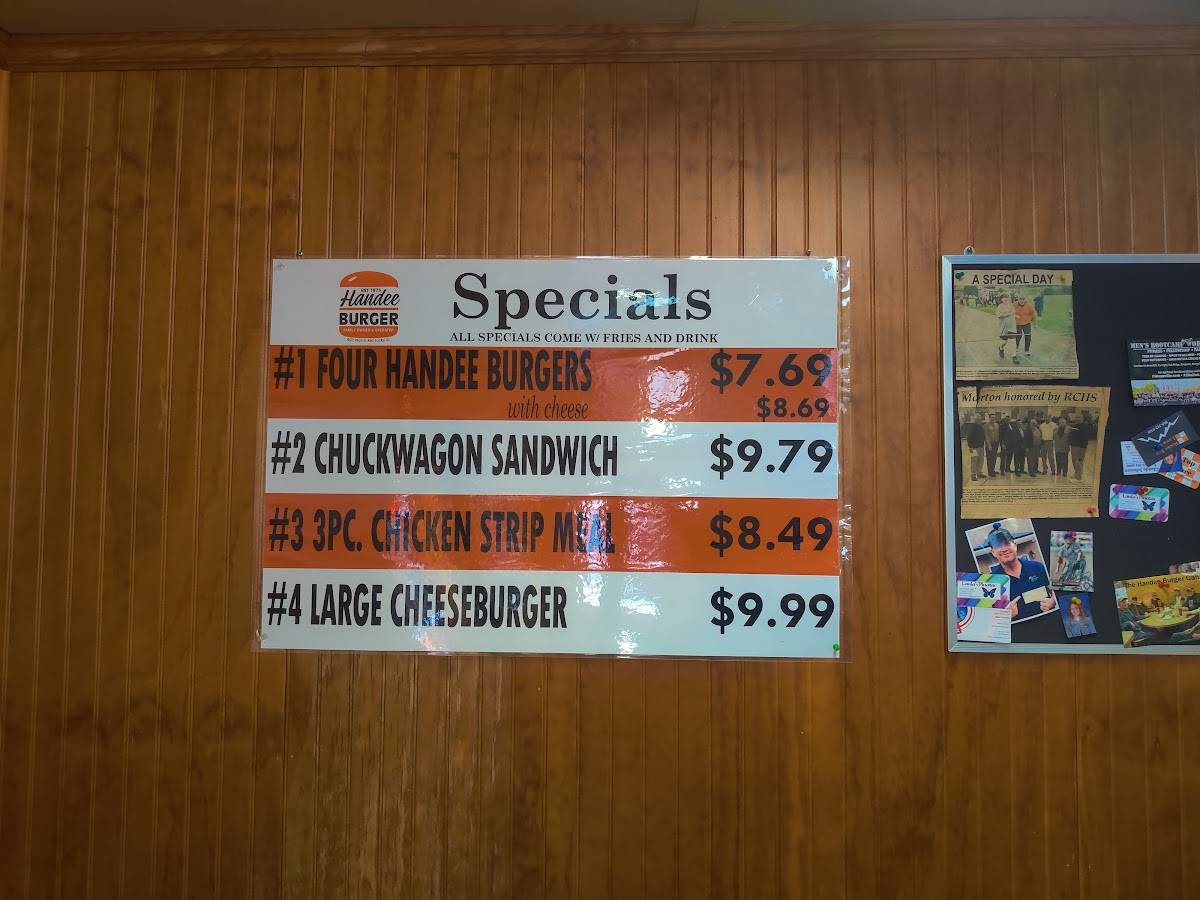 Menu at Handee Burger restaurant, Kingston