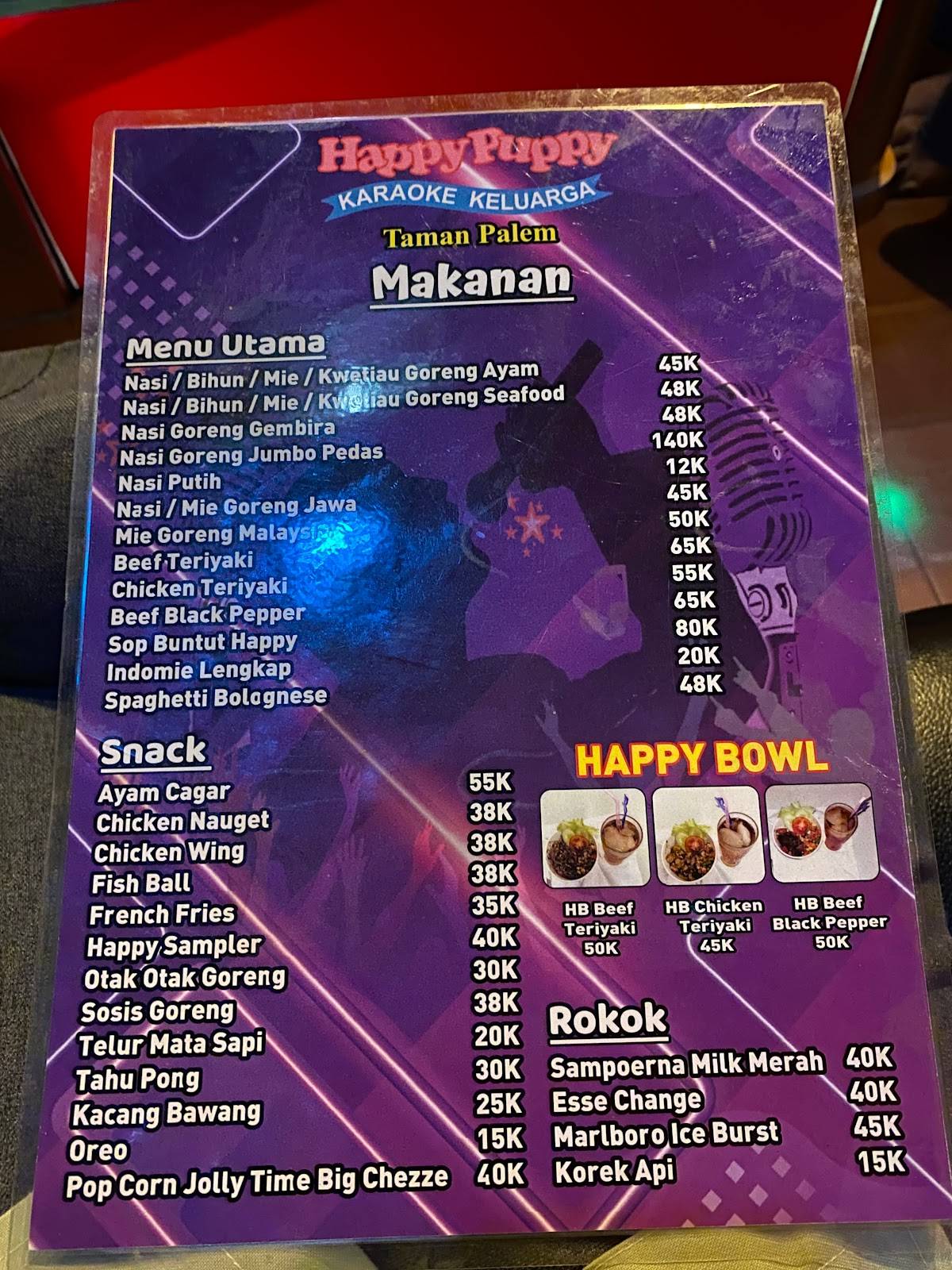 Menu at Happy Puppy pub & bar, West Jakarta, Komplek ruko mutiara taman ...