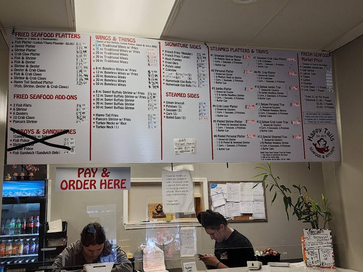 Menu at HAPPY TAILS SEAFOOD restaurant, Mobile