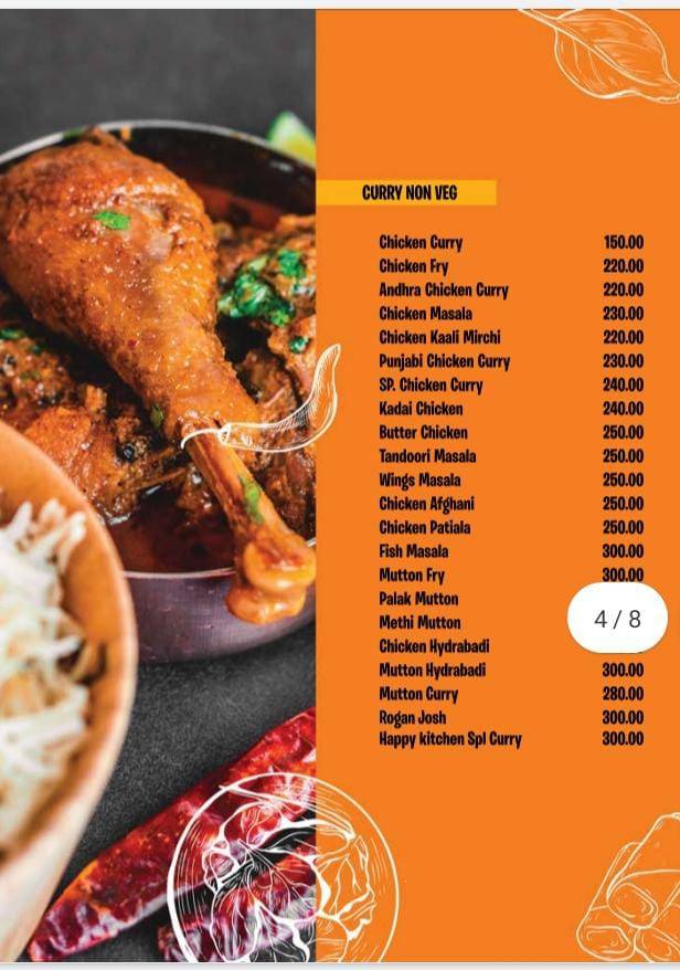 Menu at Happy kitchen, Srikalahasti, Panagal Rd