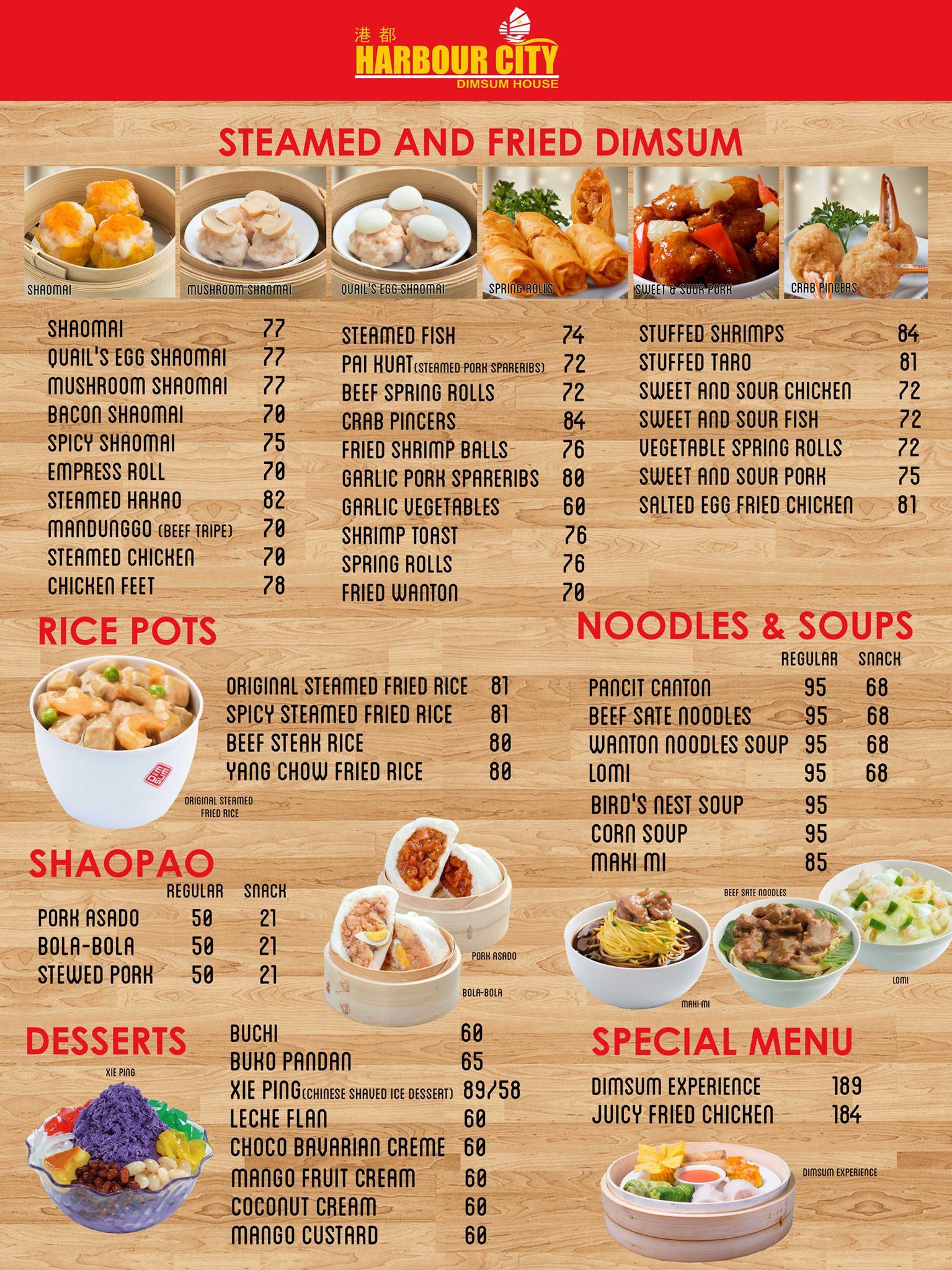 Menu at Harbour City Dimsum House SM Lanang Davao restaurant, Davao City