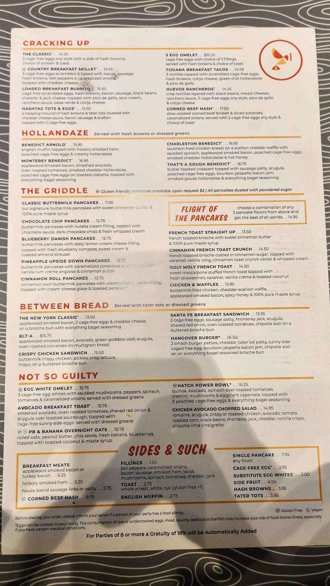 Menu at Hatch restaurant, Fort Lauderdale