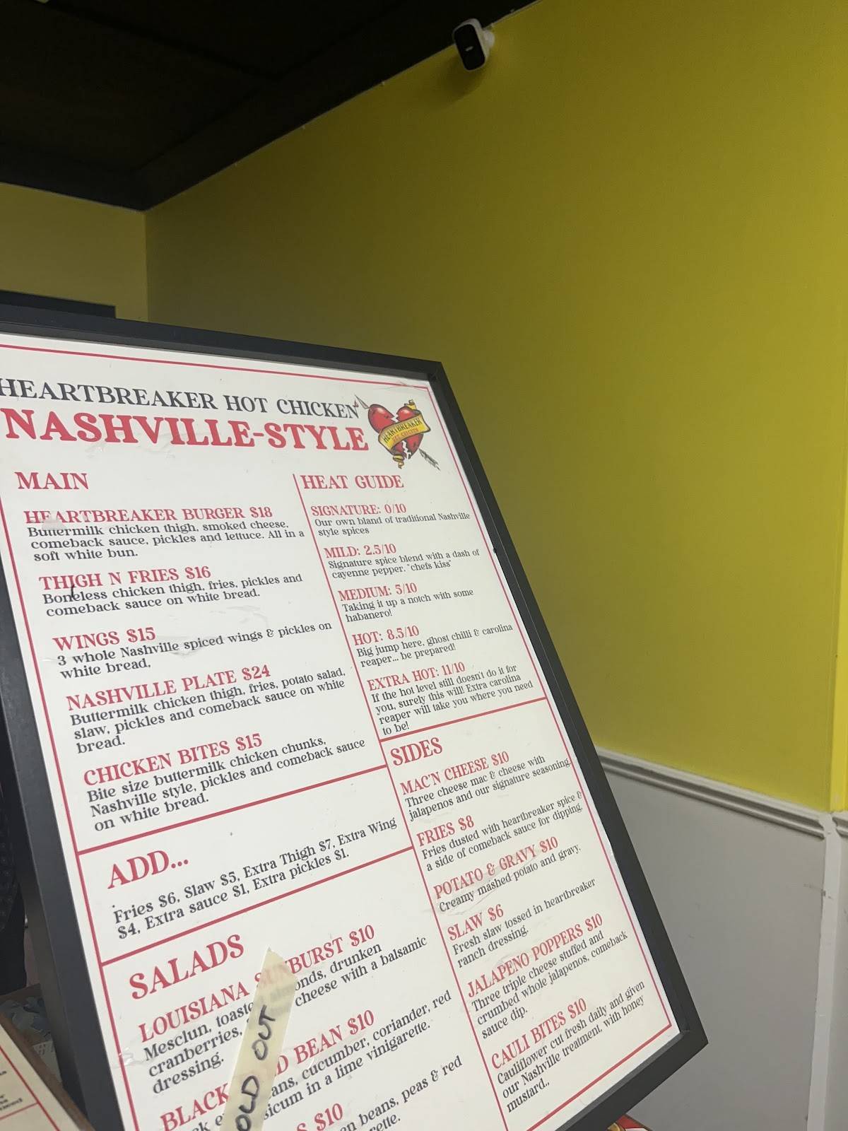 Menu at Heartbreaker - Nashville Style Hot Chicken restaurant, Lower Hutt