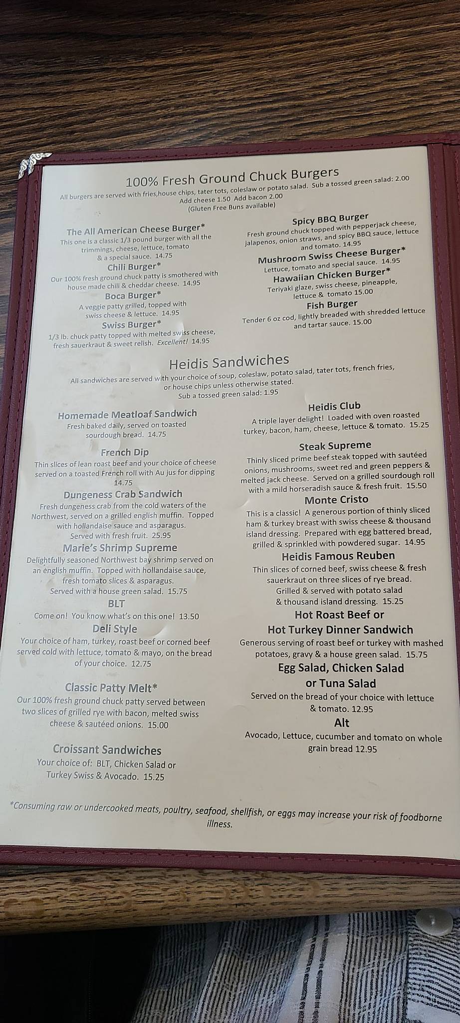 Menu at Heidi's Of Gresham restaurant, Gresham, NE Cleveland Ave