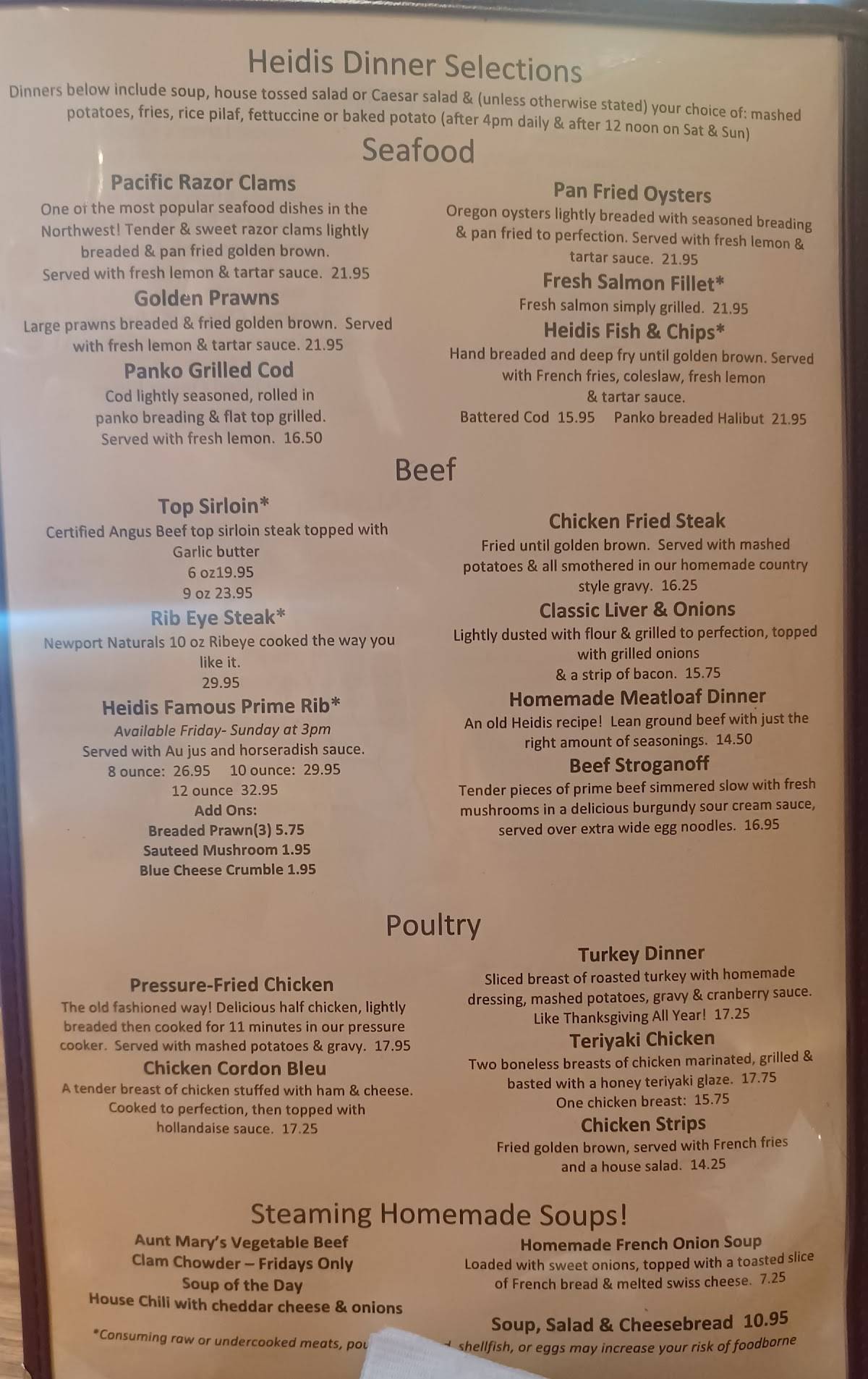 Menu at Heidi's Of Gresham restaurant, Gresham, NE Cleveland Ave