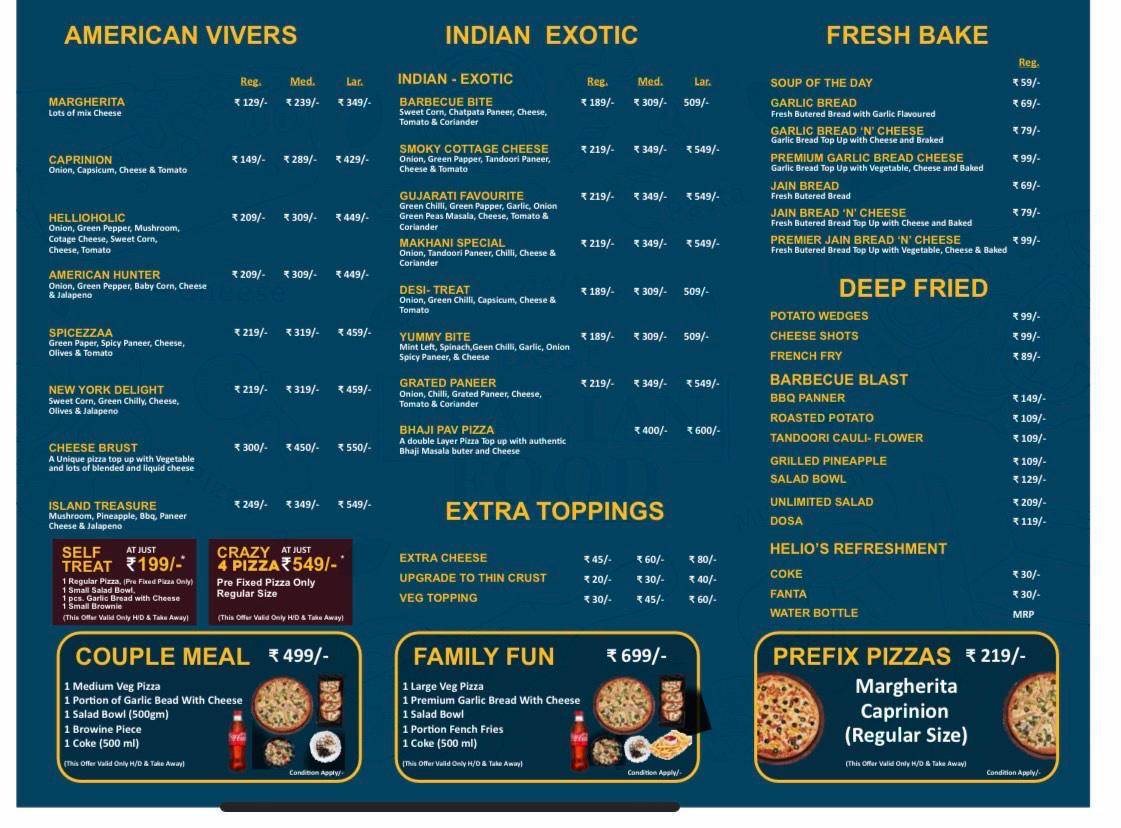 Menu at Helios Pizza, Surat