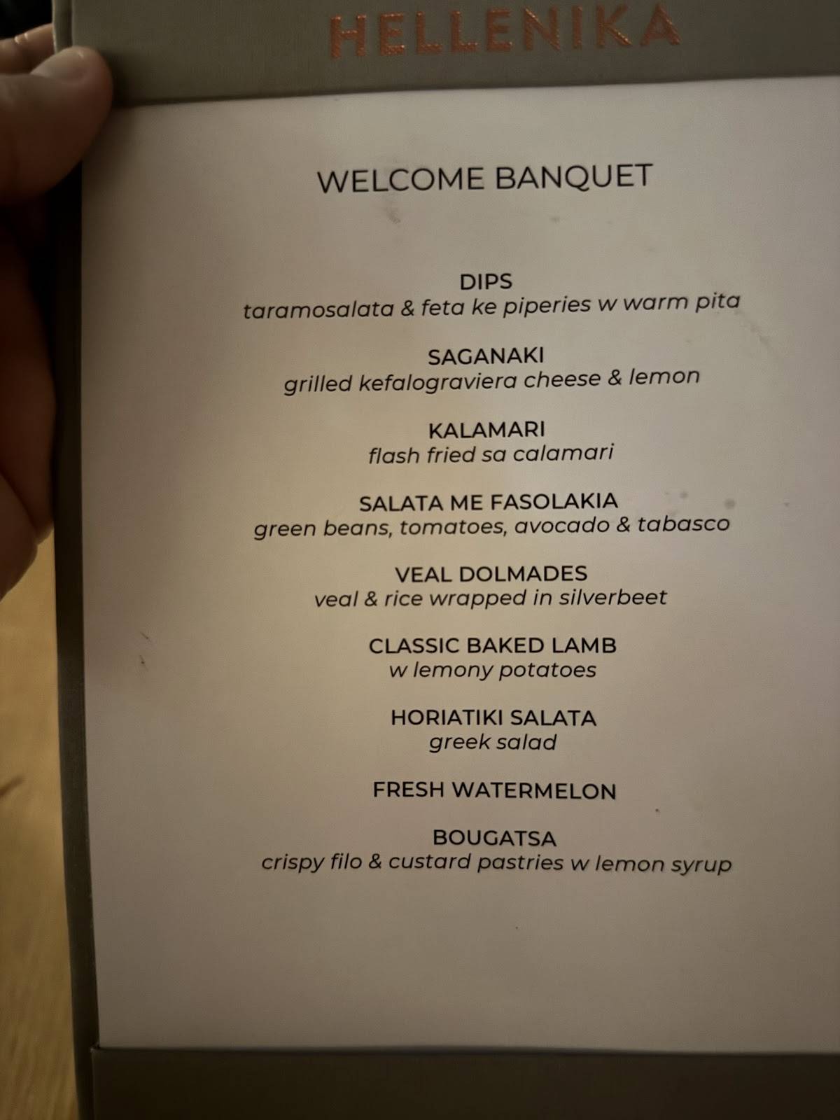 Menu at Hellenika at The Calile restaurant, Fortitude Valley