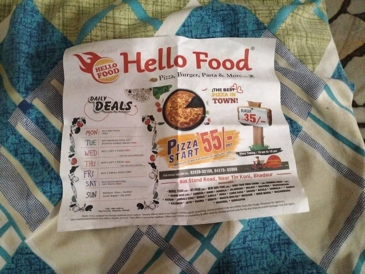 Menu at Hello food, Bhadaur