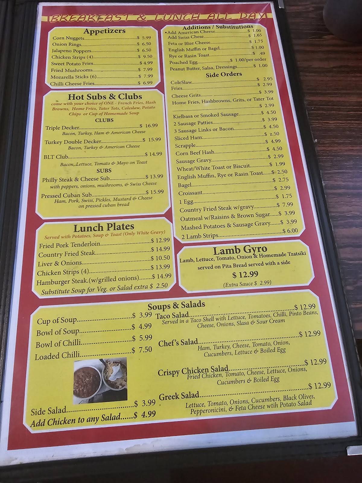 Menu at Sabina's Diner & Ice Cream Shop restaurant, Hernando