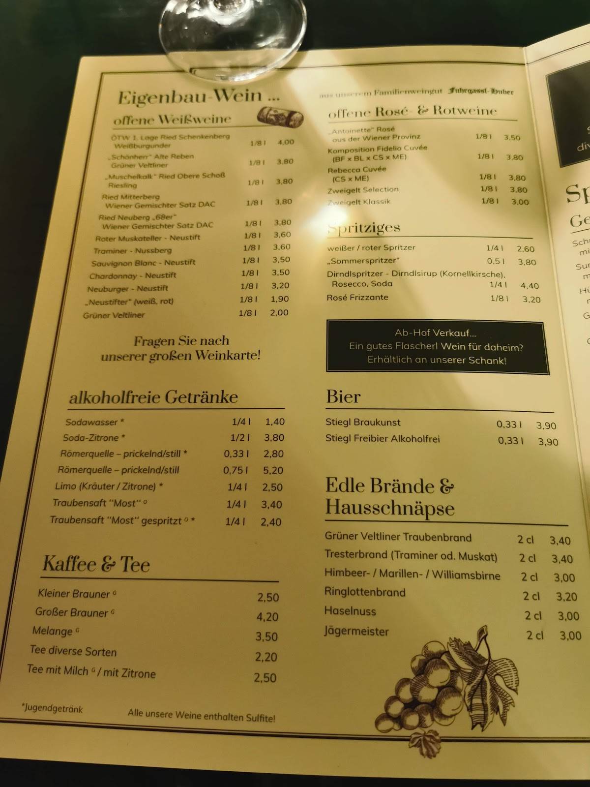 Speisekarte von Heuriger 10er Marie pub & Bar, Wien