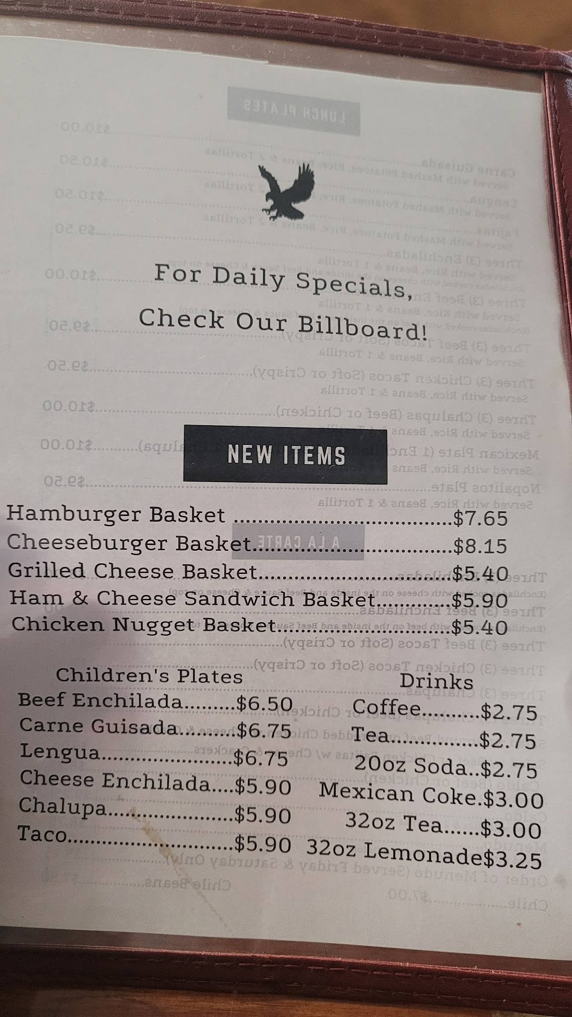 Menu at Hi-Ho Restaurant, Corpus Christi, Morgan Ave
