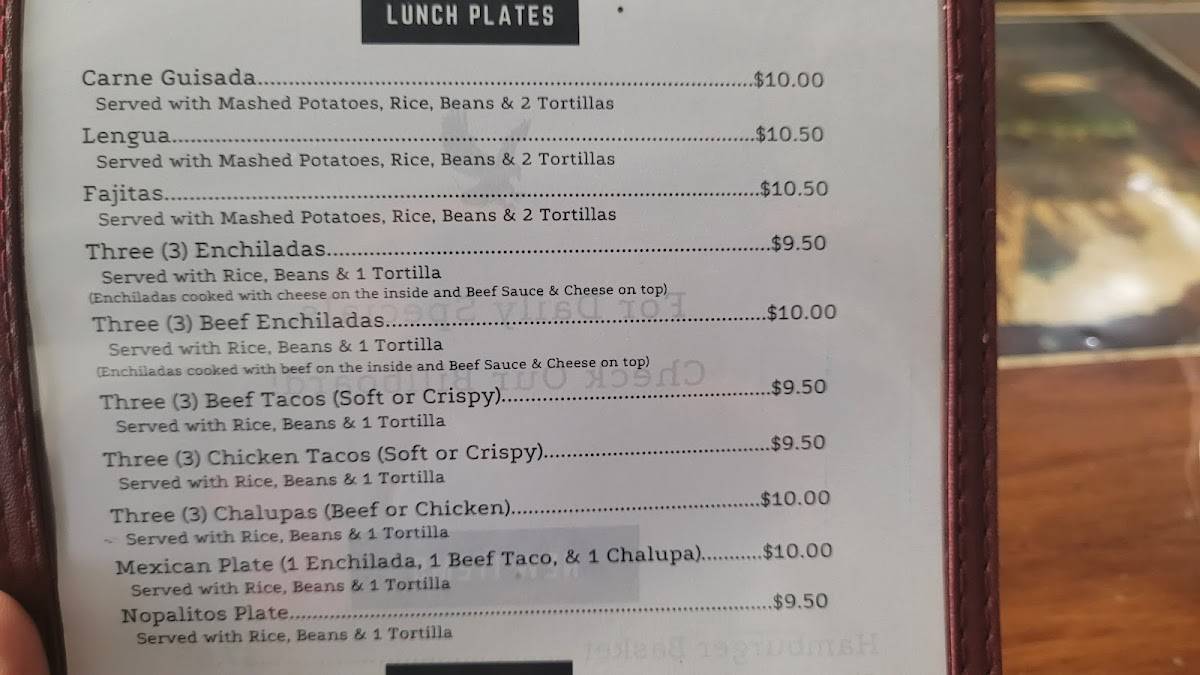 Menu at Hi-Ho Restaurant, Corpus Christi, Morgan Ave