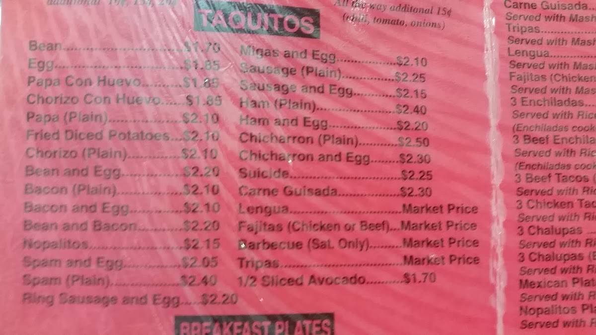 Menu at Hi-Ho Restaurant, Corpus Christi, Morgan Ave