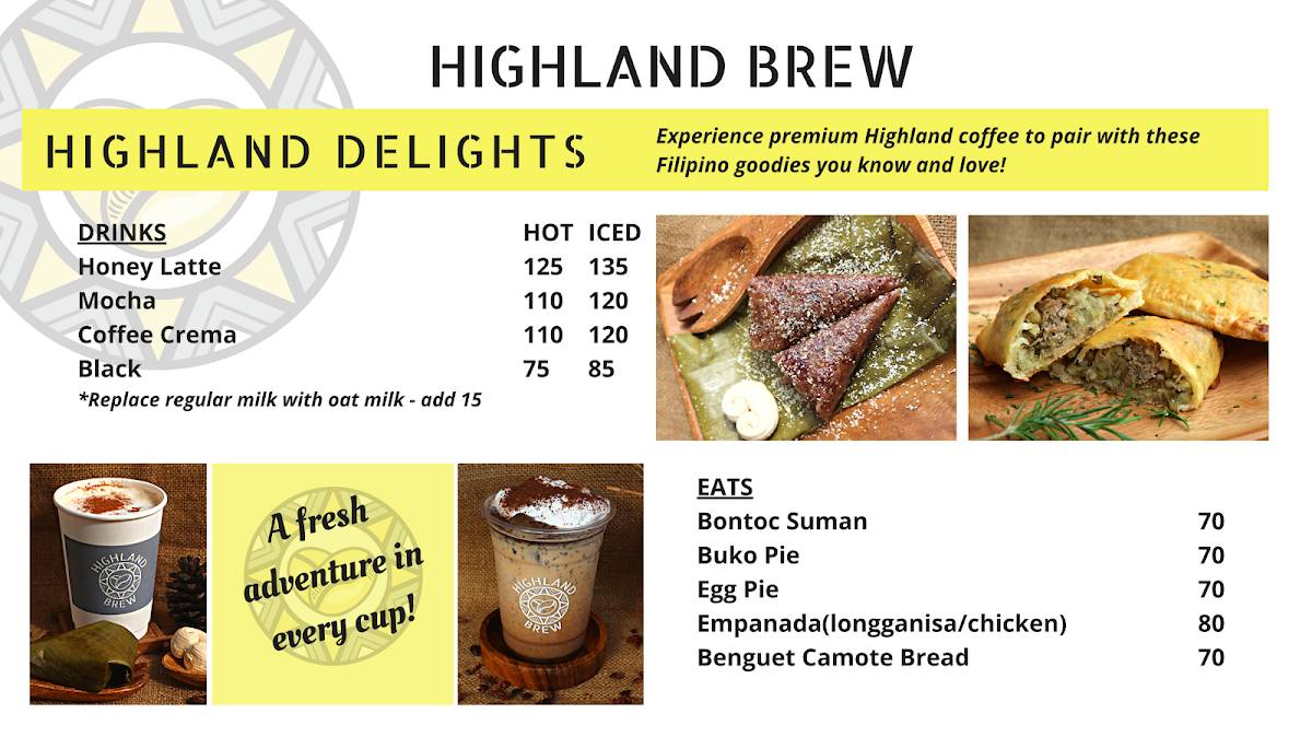 Carta de Highland Brew Cafe - Baguio, Baguio
