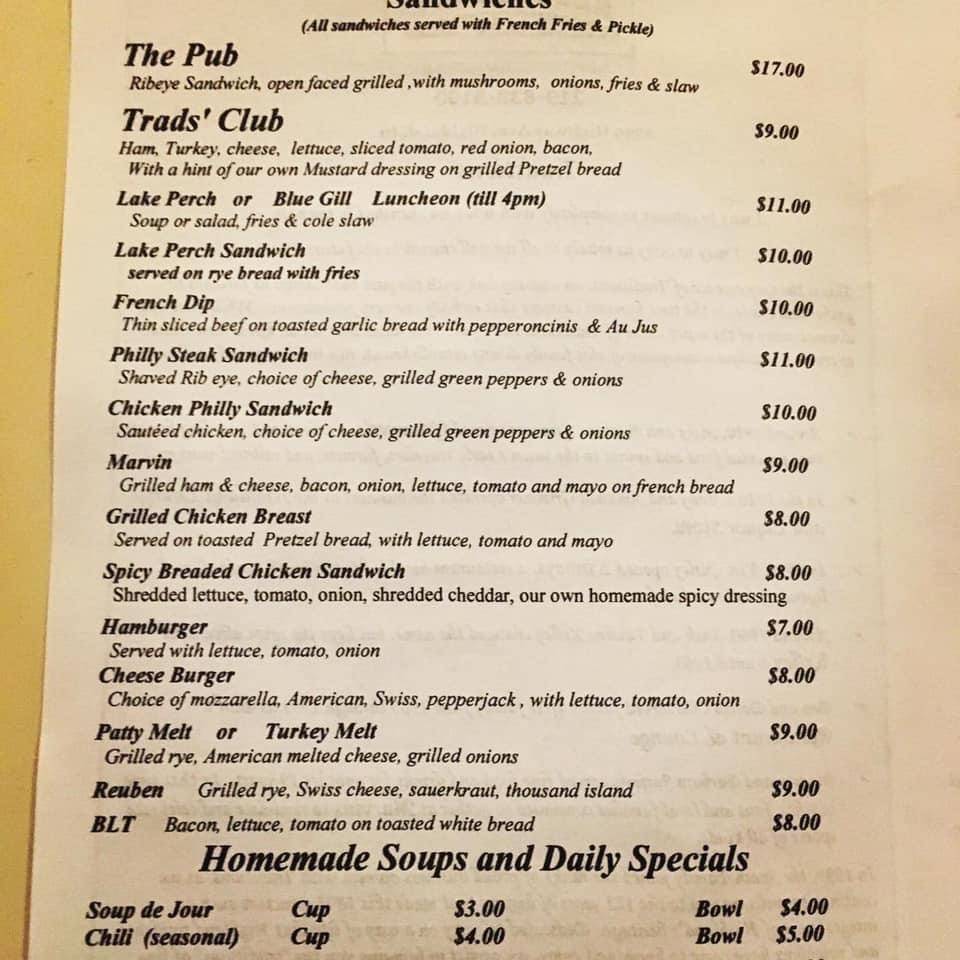 Menu at Traditions Restaurant & Pub, Highland