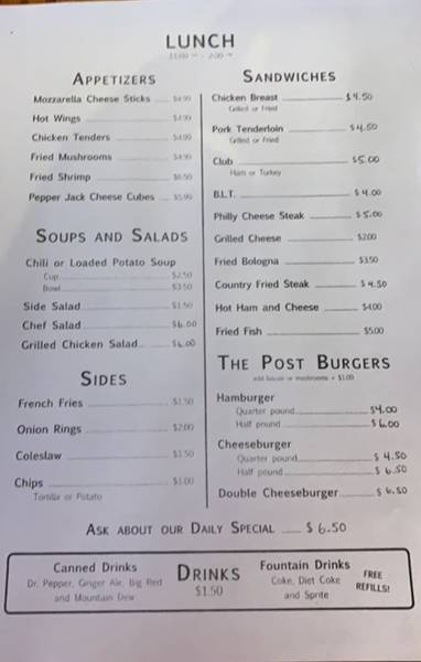 Menu at Hitching Post Tavern pub & bar, New Albany