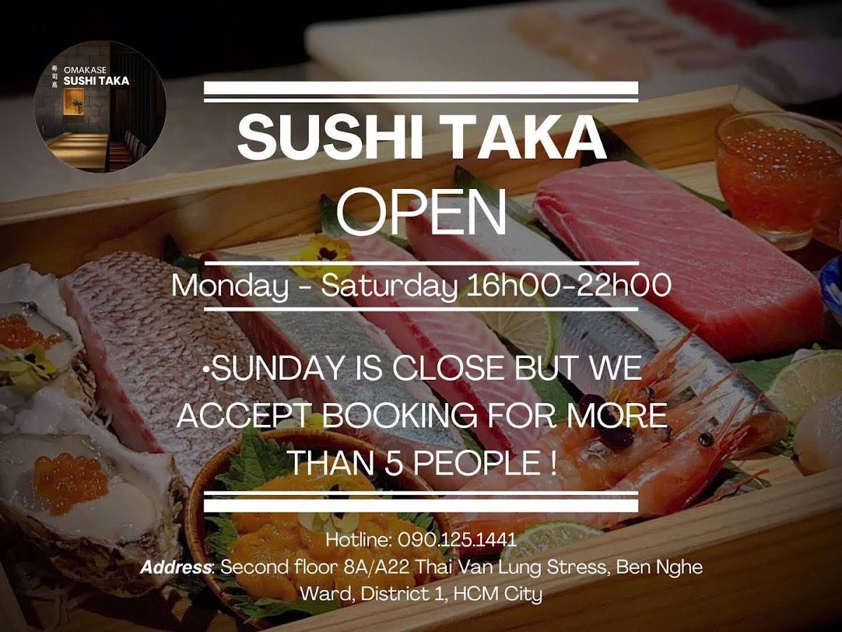 Menu at Sushi Taka Omakase restaurant, Ho Chi Minh City