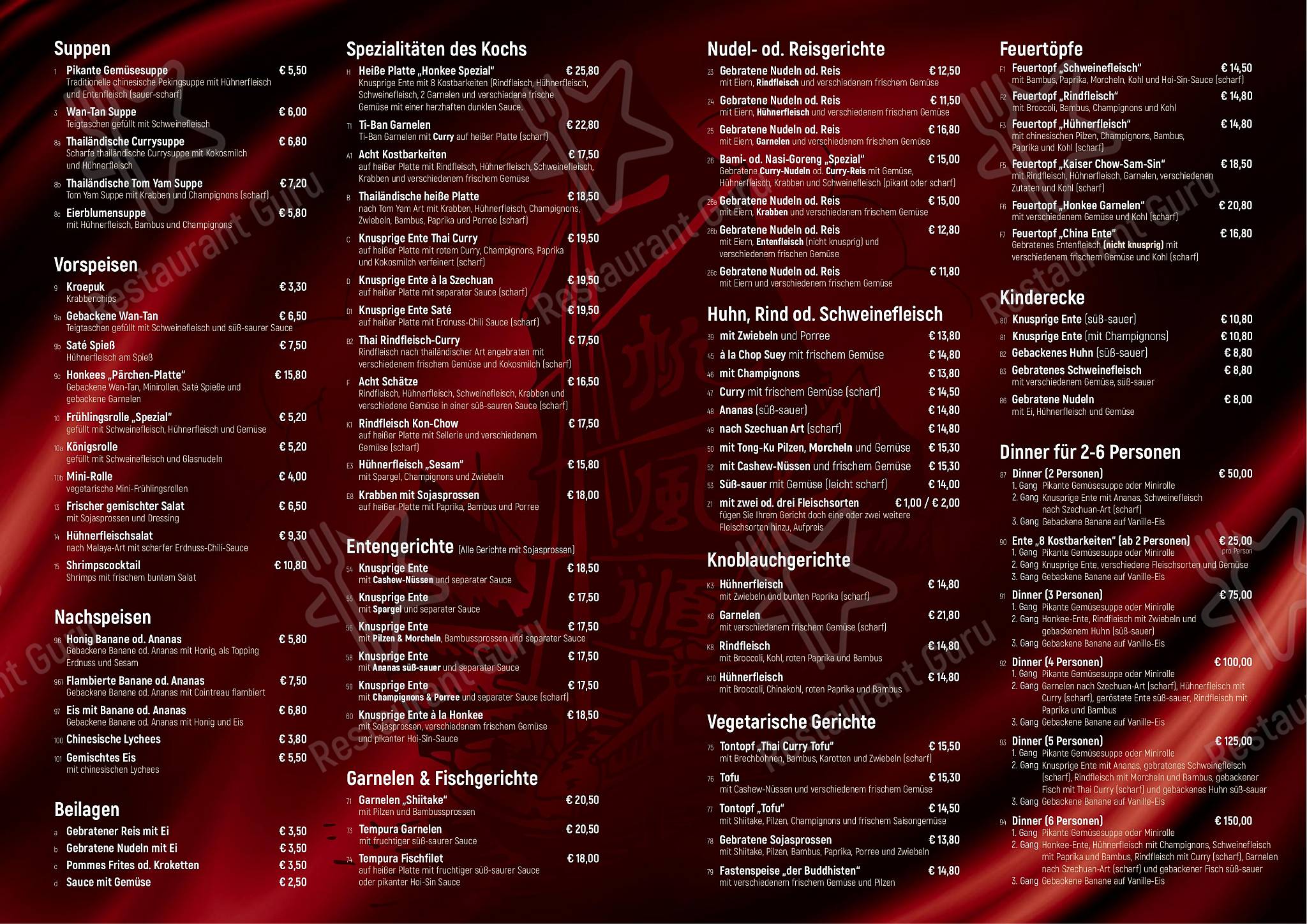 Speisekarte von Hon Kee restaurant, Weyhe