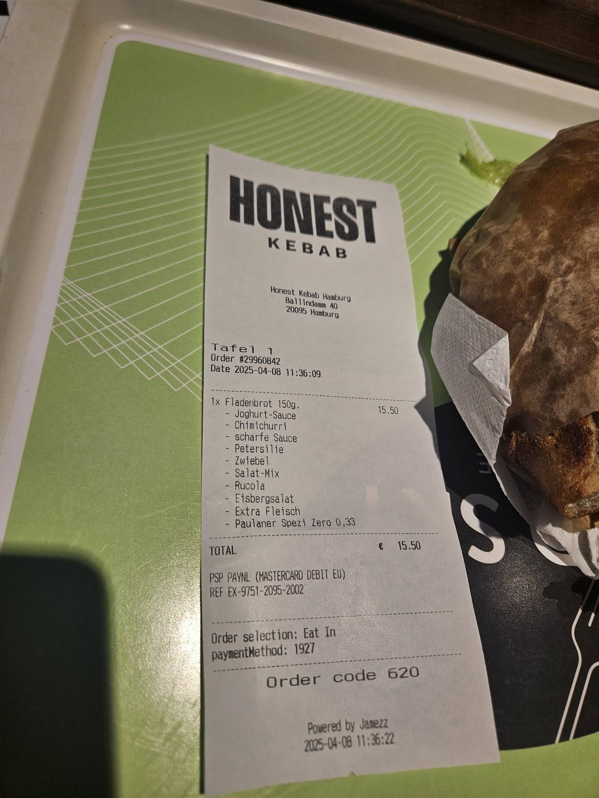 Speisekarte von HONEST KEBAB restaurant, Hamburg