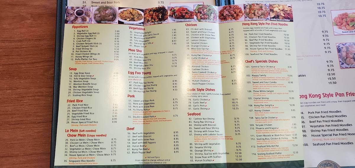 Menu at Hong Kong Kitchen restaurant, Casa Grande