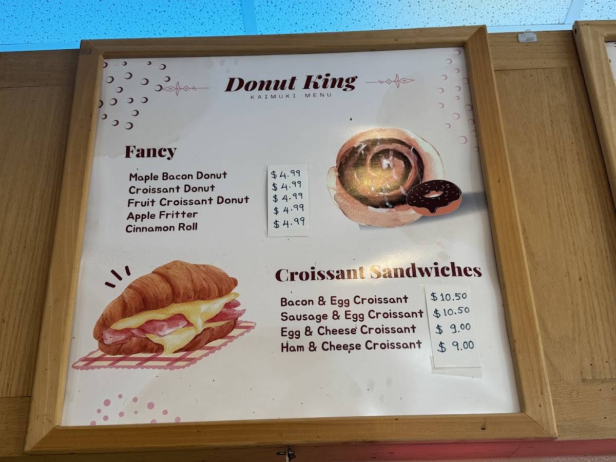 Menu at Donut King cafe, Honolulu