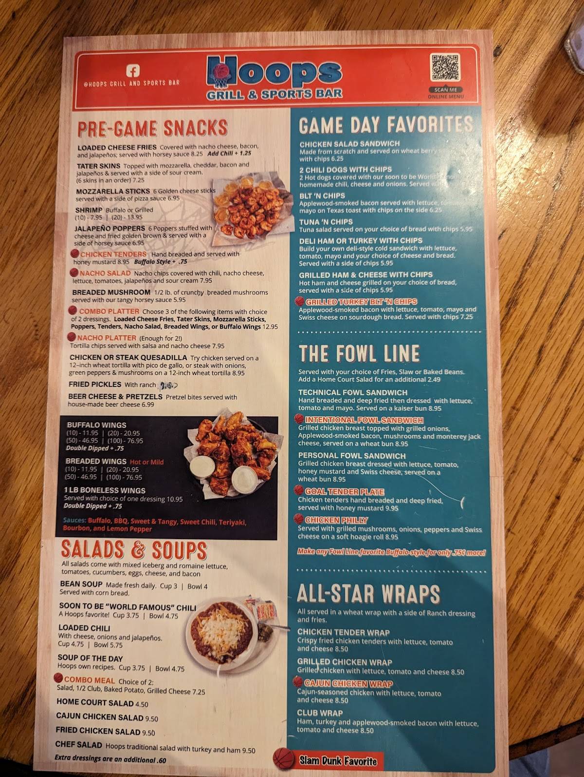 Menu at Hoops Grill & Sports Bar, Louisville, Strawberry Ln