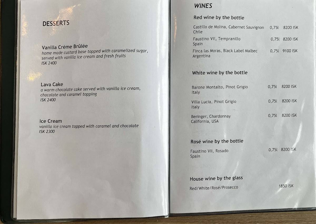 Menu at Hotel Gullfoss Restaurant, Iceland